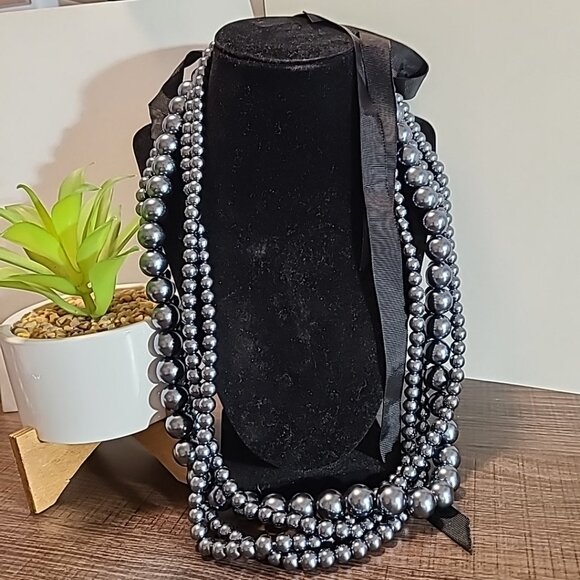 Unbranded | Jewelry | Unbranded 4strand Gray Beaded Necklace Ladies ...